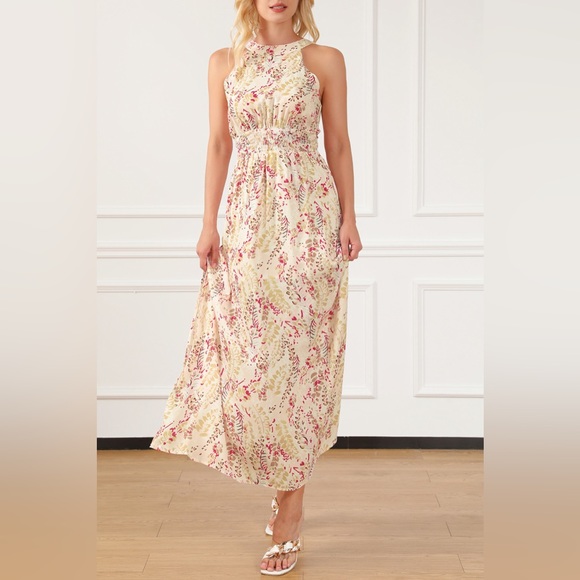 boutique | Dresses | Sand Slit Tied Printed Sleeveless Dress | Poshmark